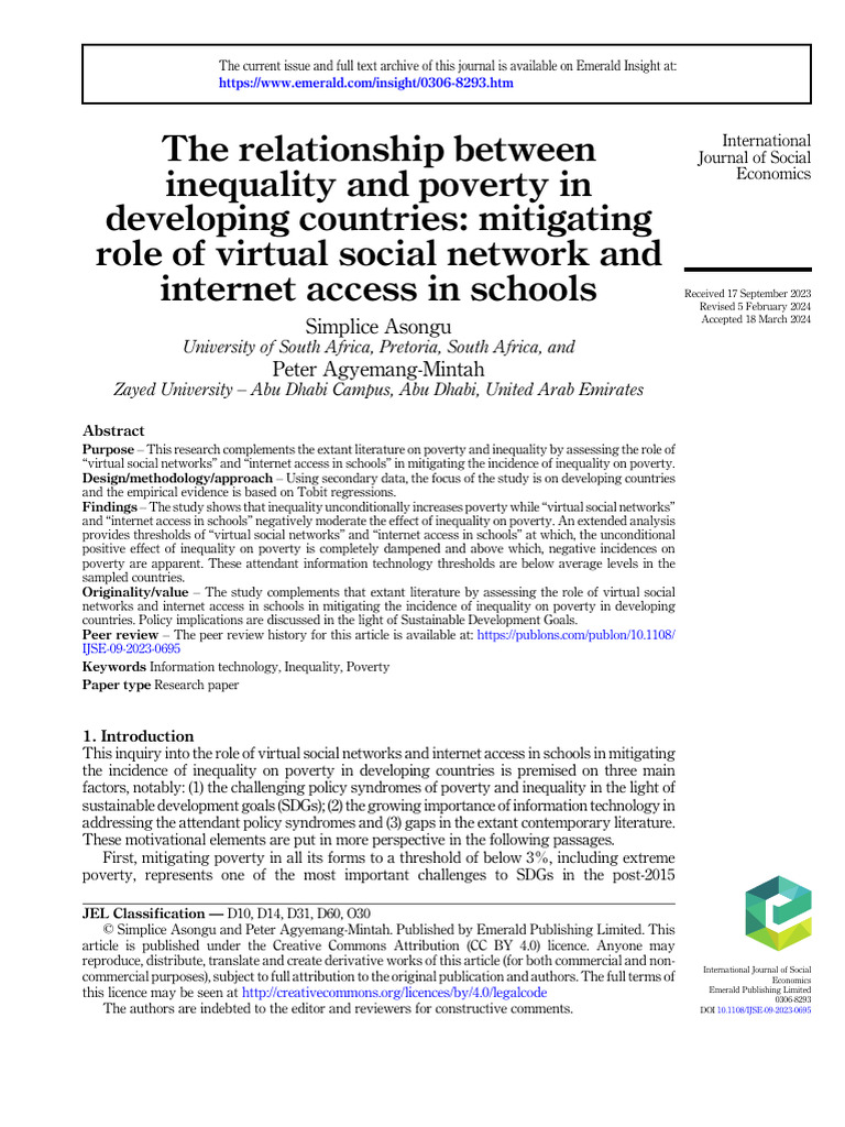 The Relationship Between Inequality and Poverty in Developing Countries ...