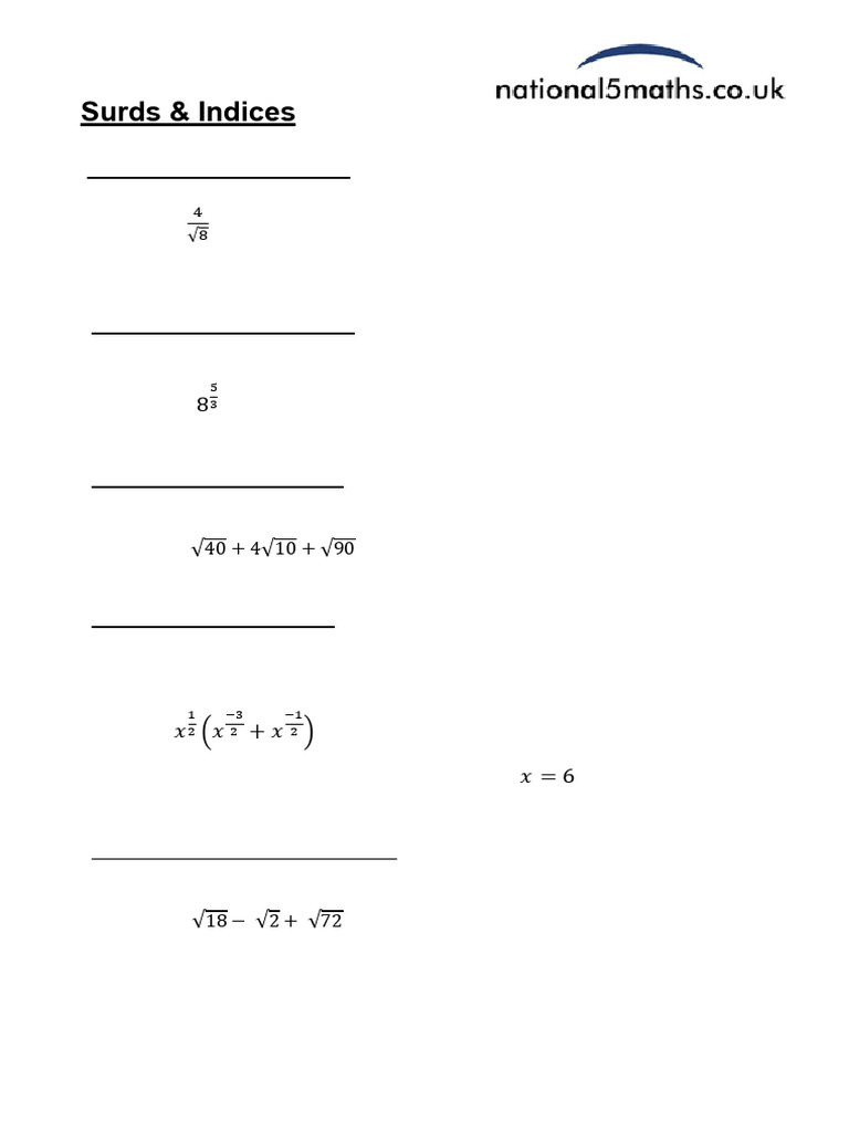 Surds Indices N5 F | PDF