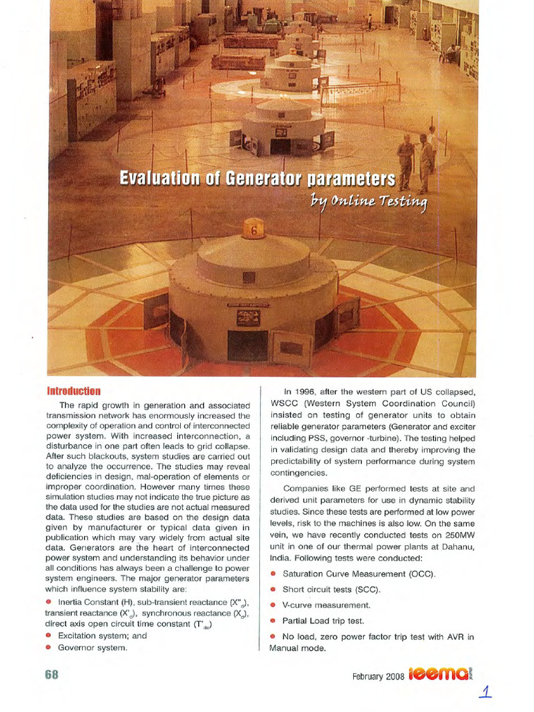 Evaluation of Generator Parameters | PDF