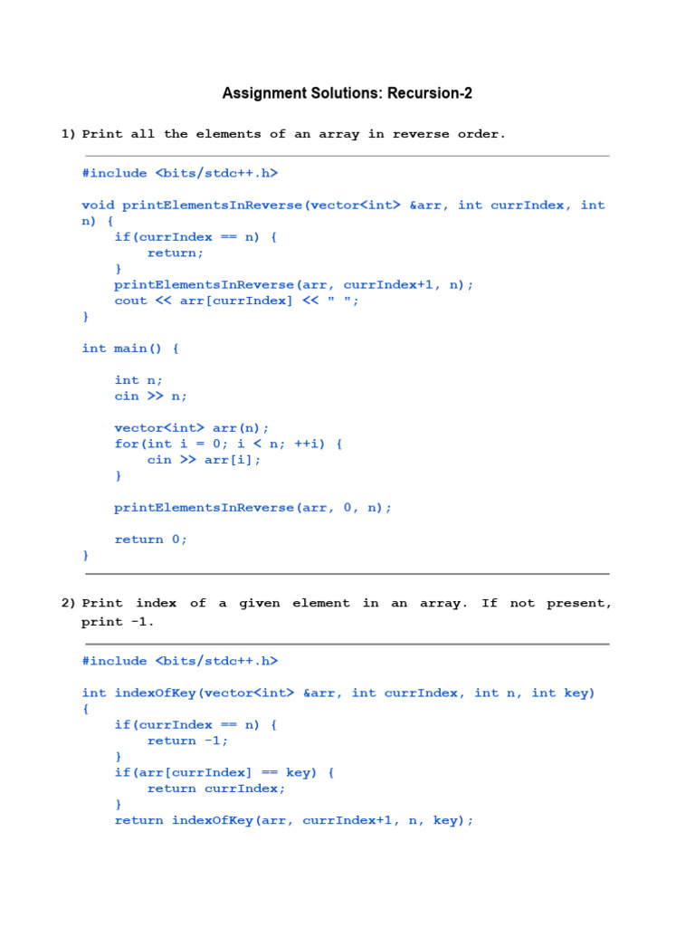 Recursion Assignment Solution 2 | PDF Recursion Assignment Solution 2 | PDF
