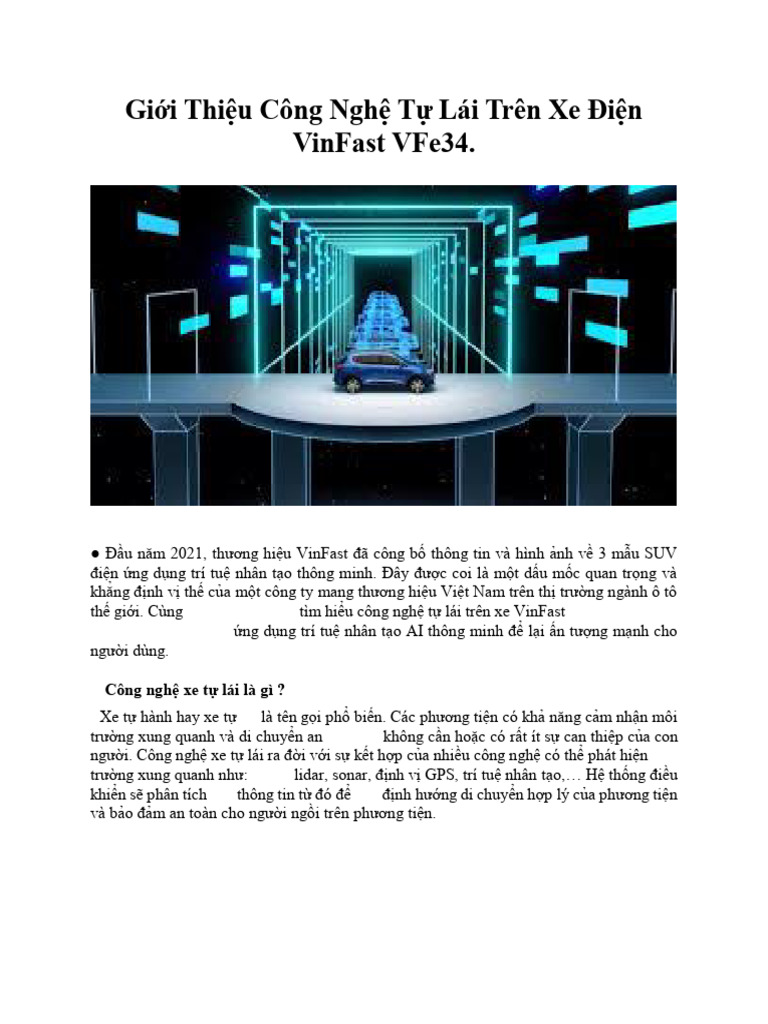 hệ Tự Lái Trên Xe Điện VinFast | PDF