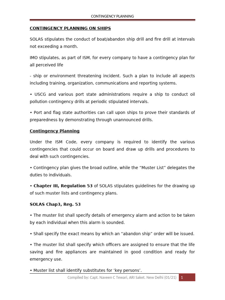 Contingency Planning | PDF