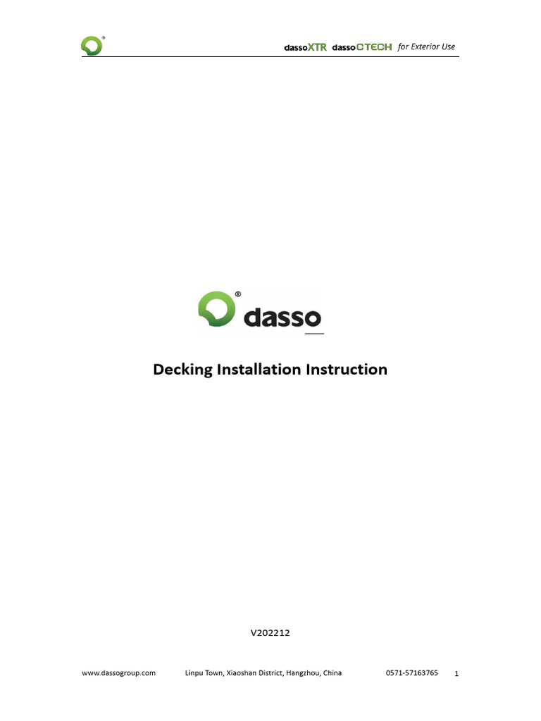 6 Installation of dassoXTR and dasso CTECH decking | PDF