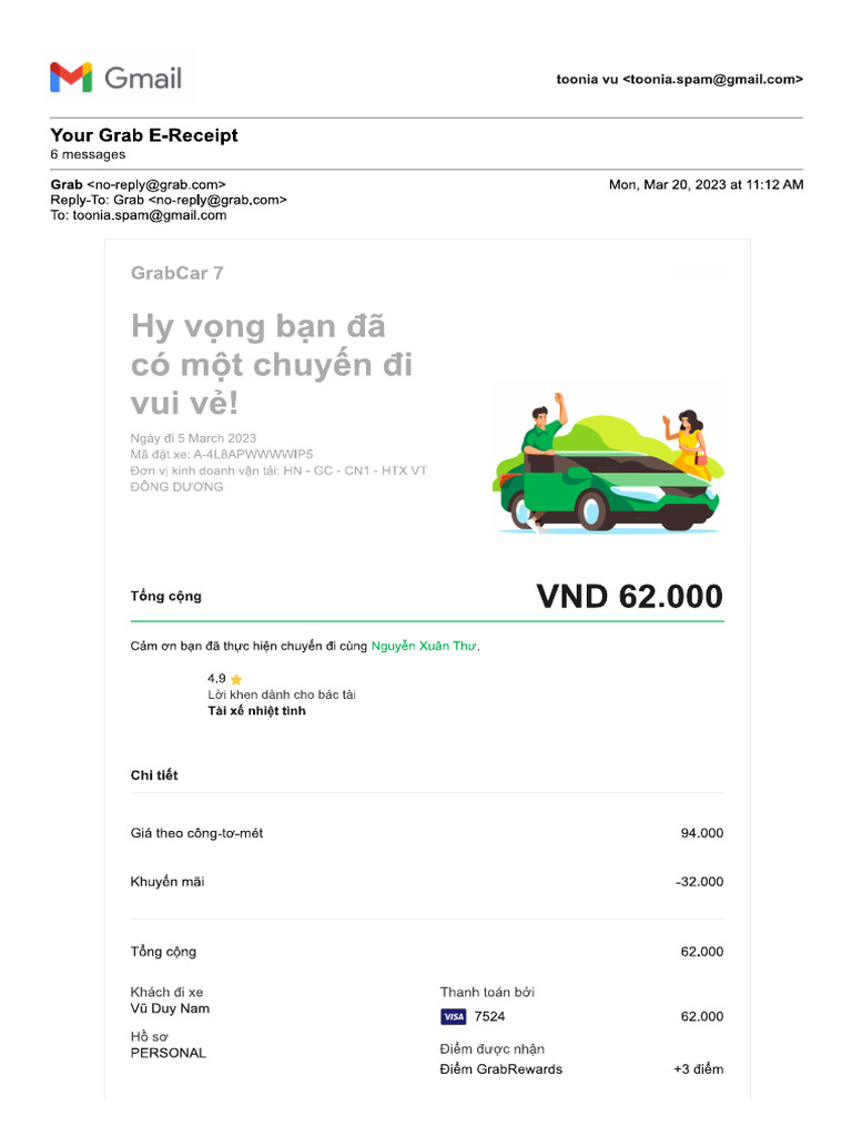 Hoá Đơn Grab | PDF