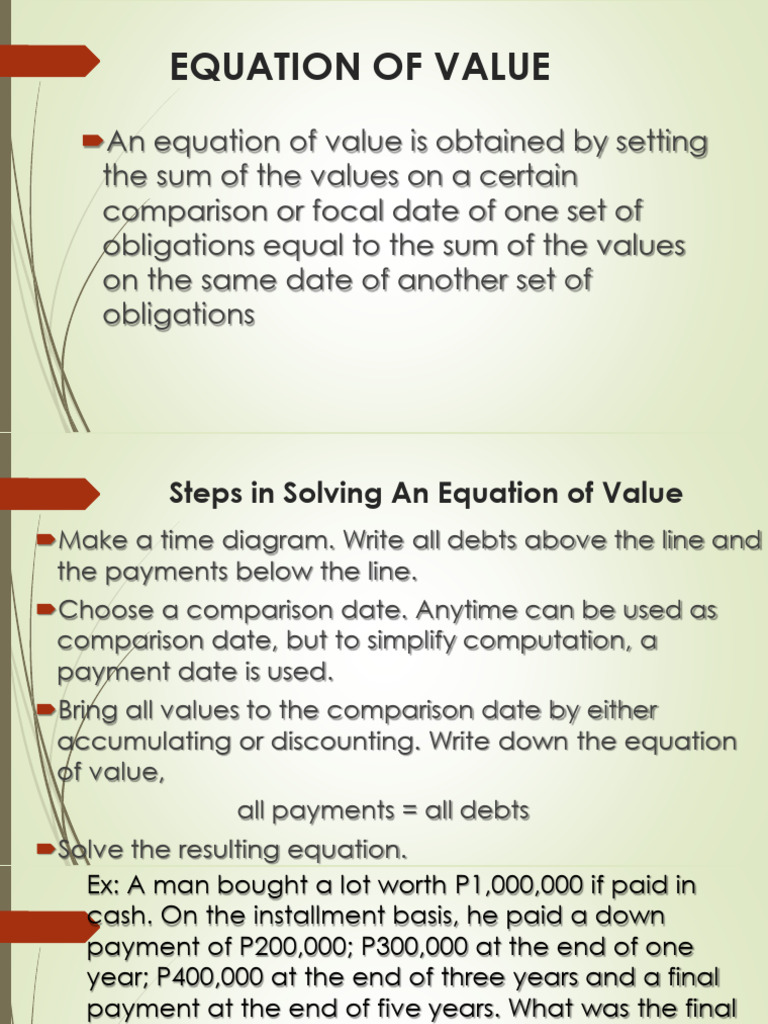 Equation of Value 1 | PDF