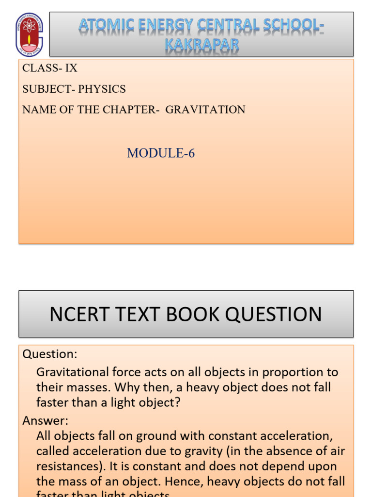 Gravitation-PDF FILE OF PPT MODULE-6 | PDF
