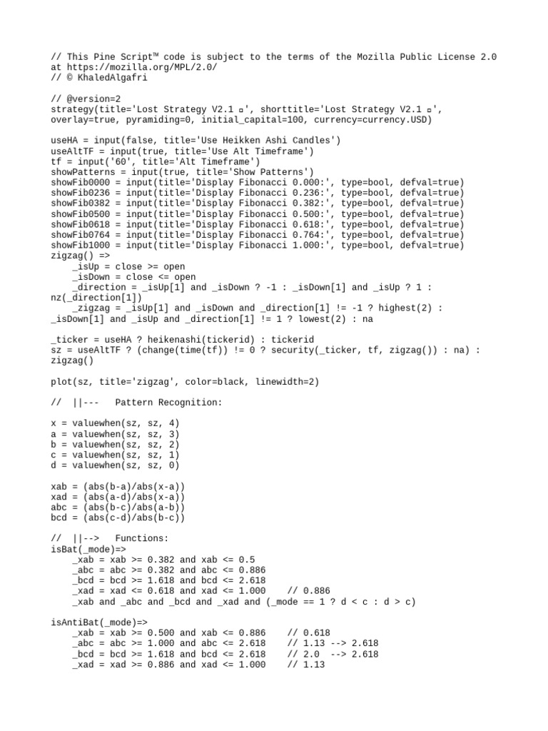 Pine Script™ Code Lost Strategy V2.1 | PDF