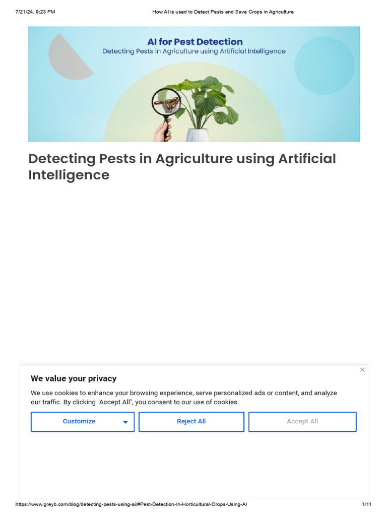 How AI is used to Detect Pests and Save Crops in Agriculture | PDF
