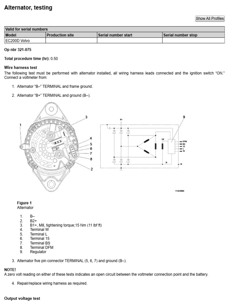 Alternator Testing Procedure Guide | PDF