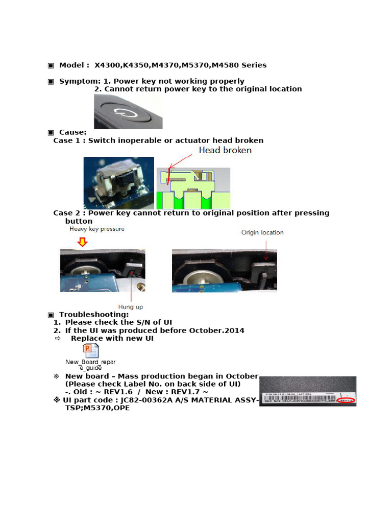 Power Key Not Working Properly - 150702 | PDF