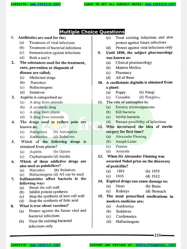 10th Bio CH 18 MCQ's | PDF