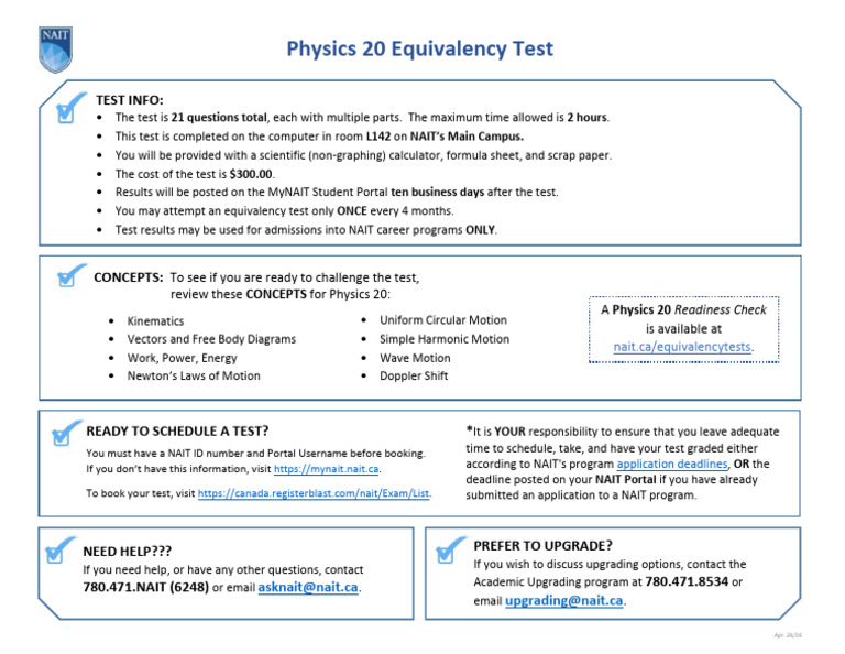 PHY 20 - Info Sheet | PDF