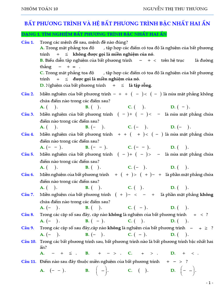 Bpt,Hbpt Bậc 1 2 Ẩn - Nhóm-tn | PDF