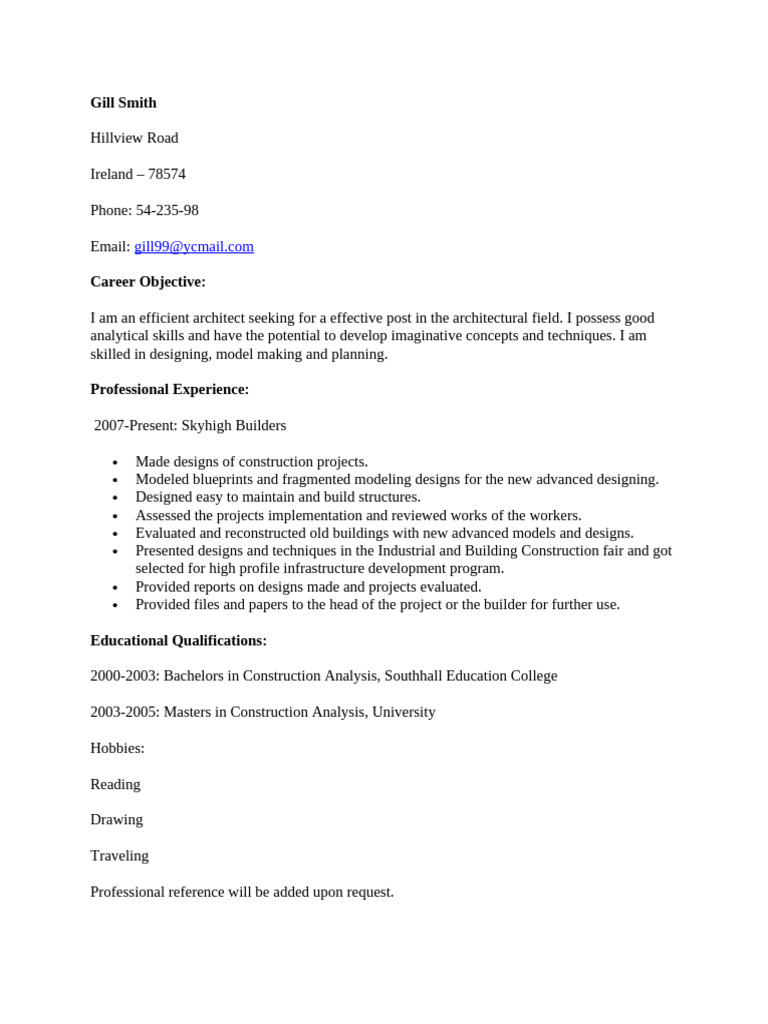 Architecture Student CV Template Word | PDF | Art