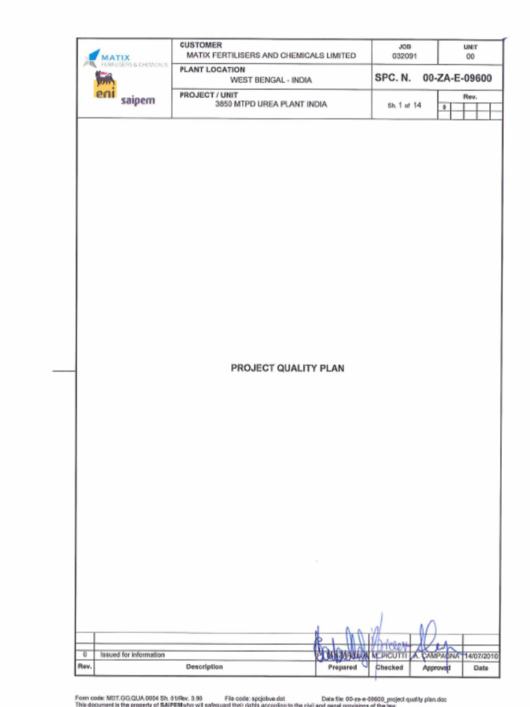 000 - 0 - Project Quality Plan | PDF