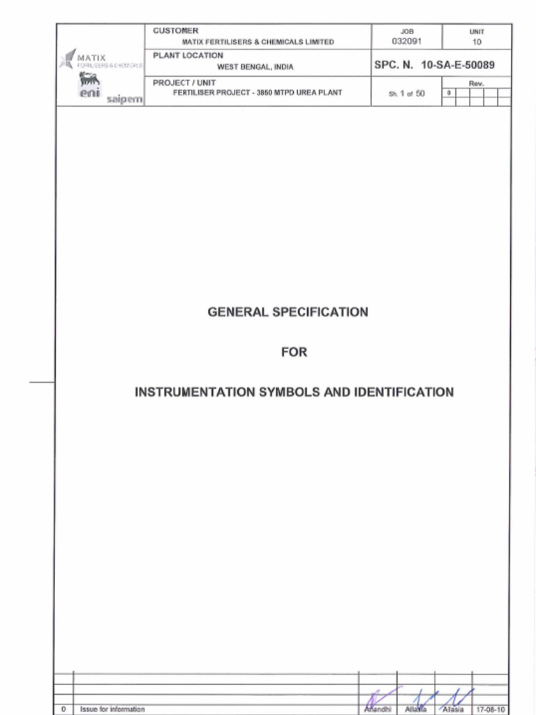 000 - 0 Gen Spec - For Instrumentation Symbols& Identification | PDF