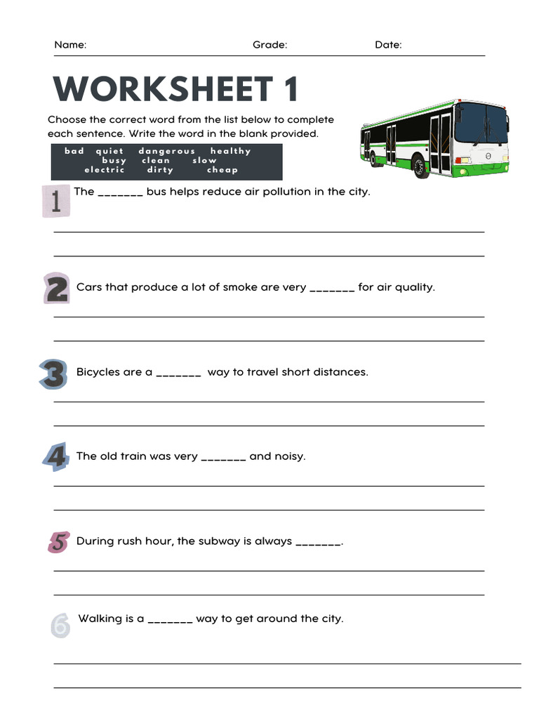 Worksheet - Transportation and Air Pollution | PDF