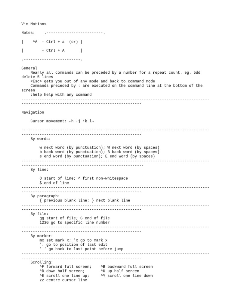 Vim Motion by Vijay | PDF