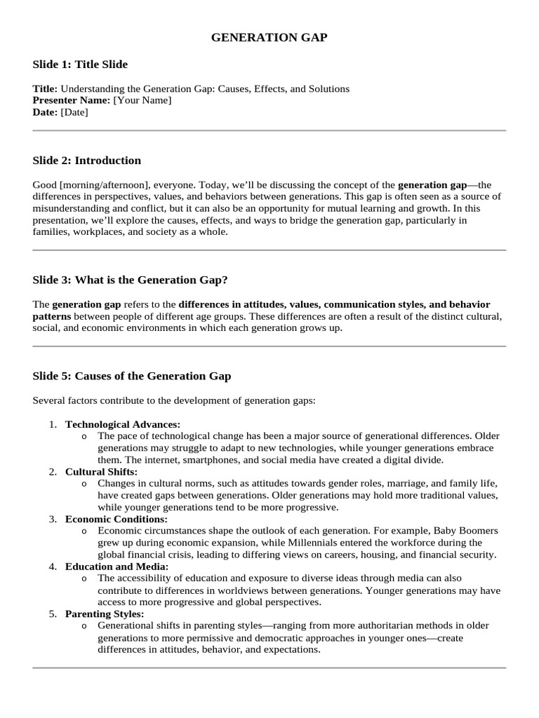 Generation Gap | PDF