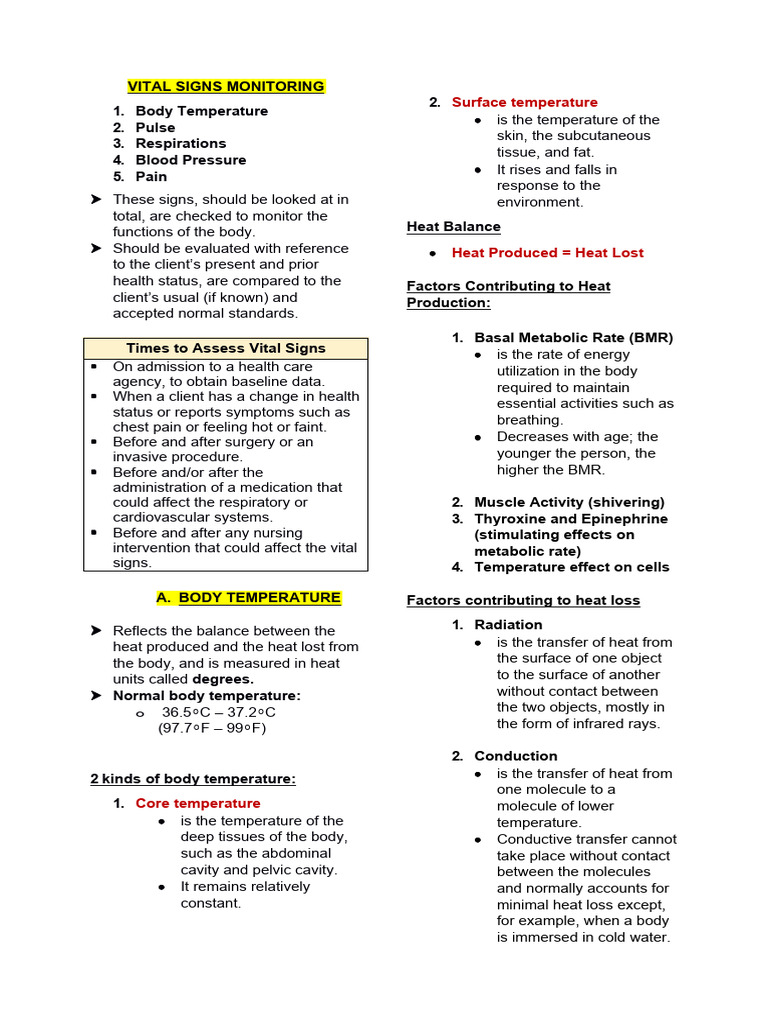 Vital Signs Handouts 3 | PDF