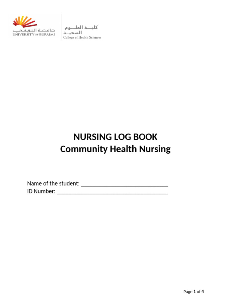 Log Book-Community Health | PDF | Infection | Health Care