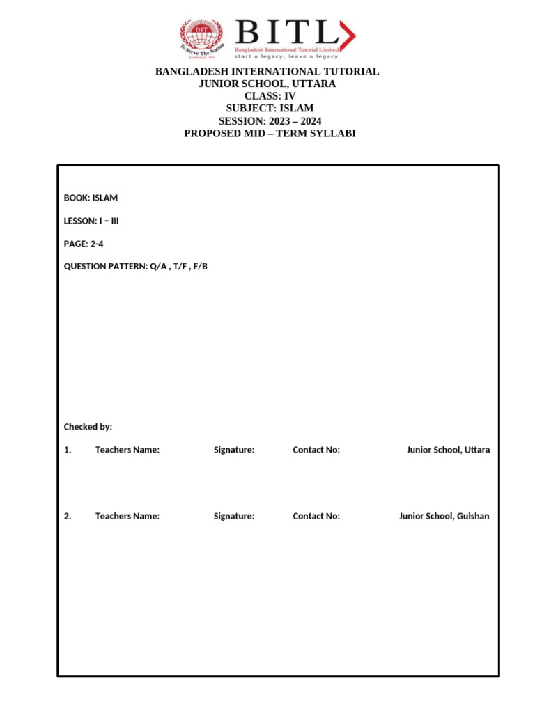 Islam Syllabi Mid Term | PDF