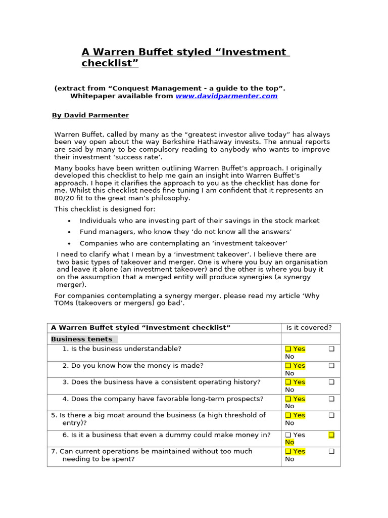 A Warren Buffet Styled | PDF
