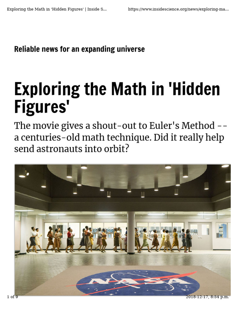 Euler Method In Hidden Figures Pdf
