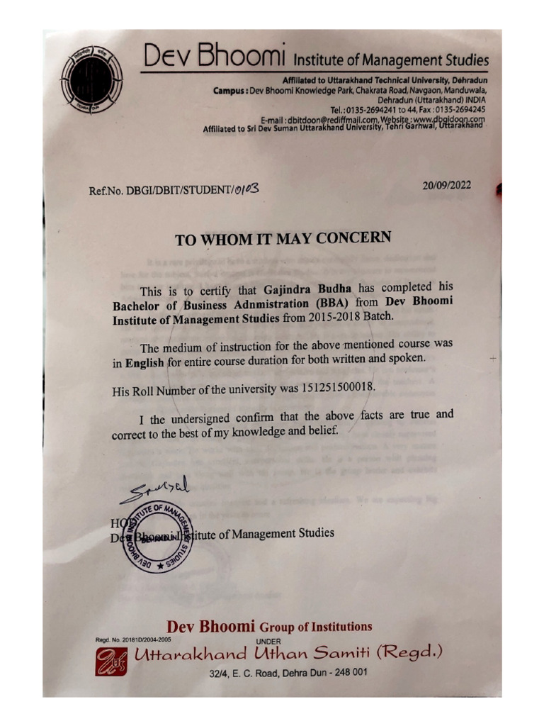 DEv Bhoomi Institute of Management Studies | PDF