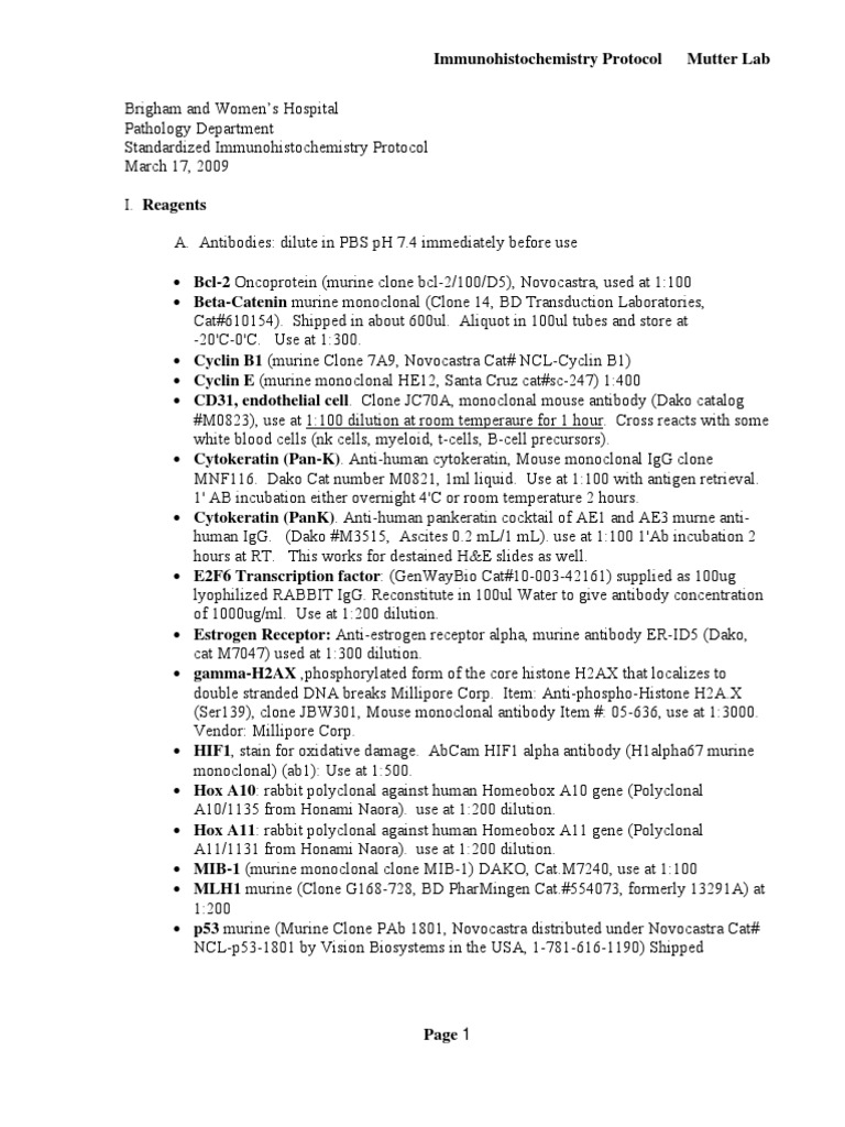 Ihc Protocol | Immunohistochemistry | Monoclonal Antibody