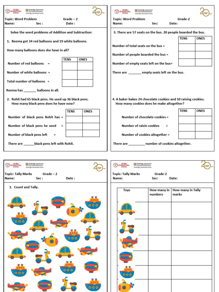 Practice Worksheet_Tally And Addition Subtraction | PDF