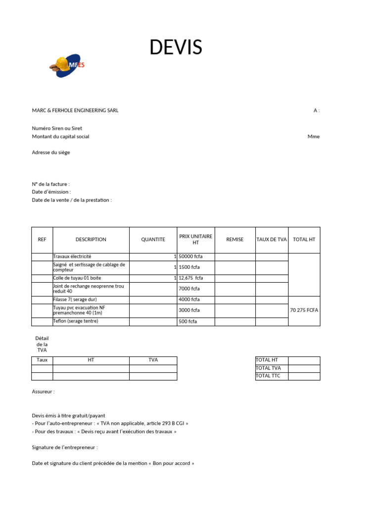 Modele de DEVIS | PDF