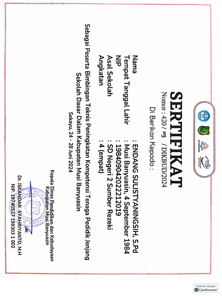 Sertifikat Bimtek Bu Endang Pdf