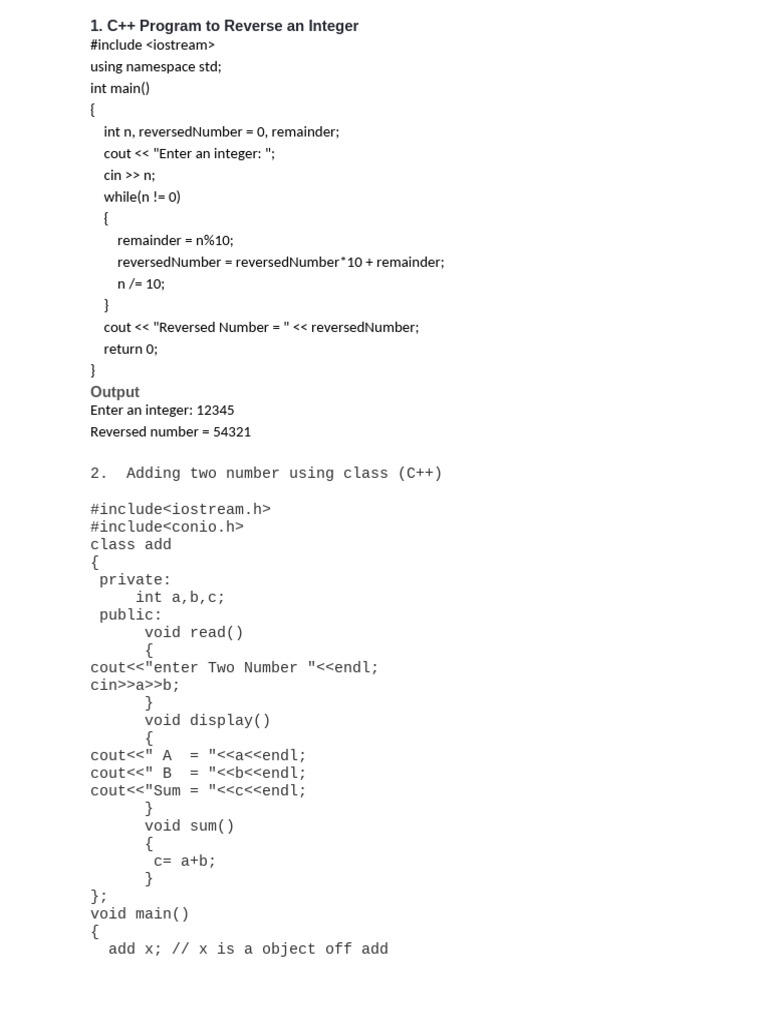 c++ record for II-IV sem 123 | PDF c++ record for II-IV sem 123 | PDF