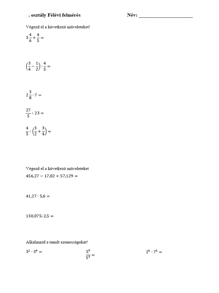 Félévi Matek 1 | PDF