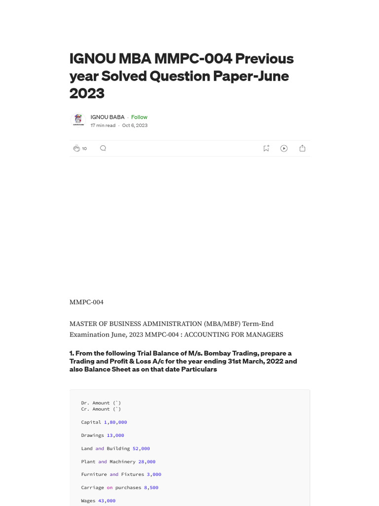 IGNOU MBA MMPC-004 Previous Year Solved Question Paper-June 2023 - by IGNOU BABA - Medium | PDF