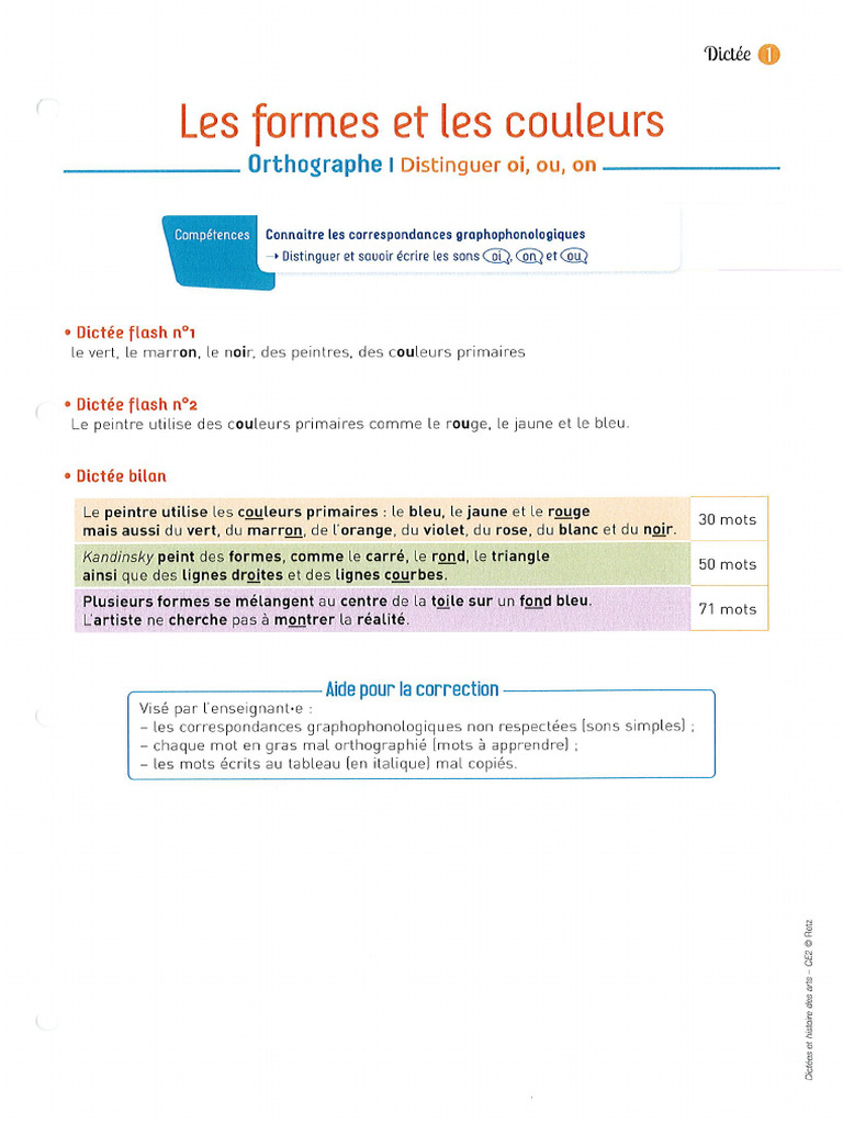 Dictées Histoires Des Arts CE2 | PDF