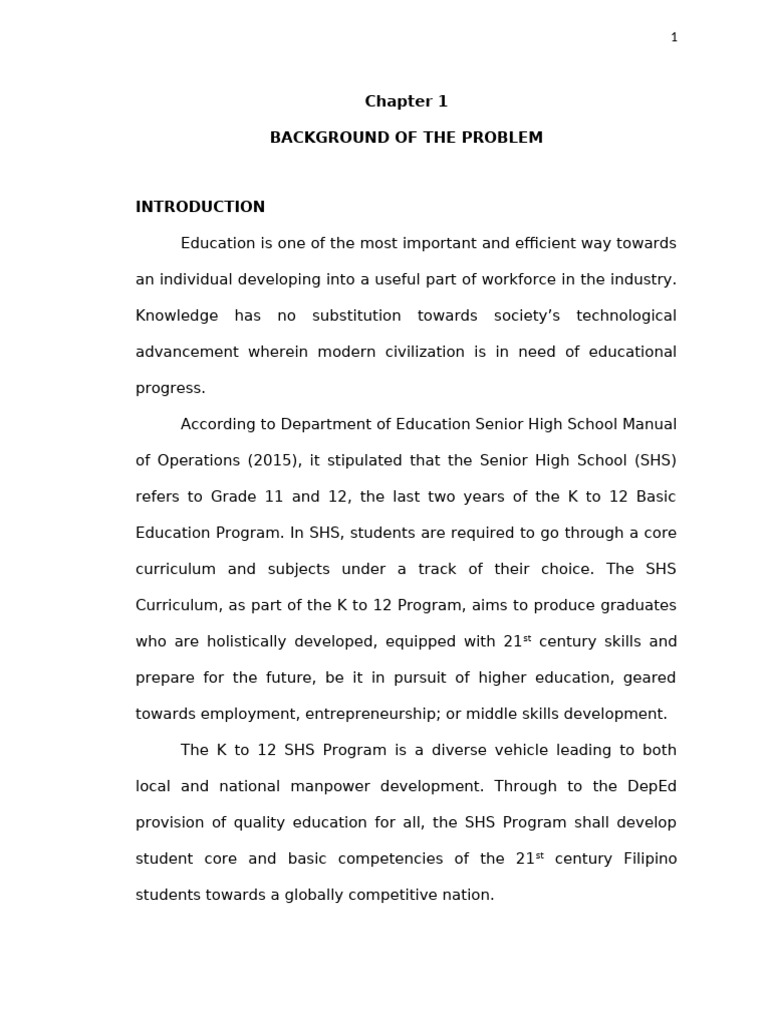 Chapter 1 Background of the Problem | PDF