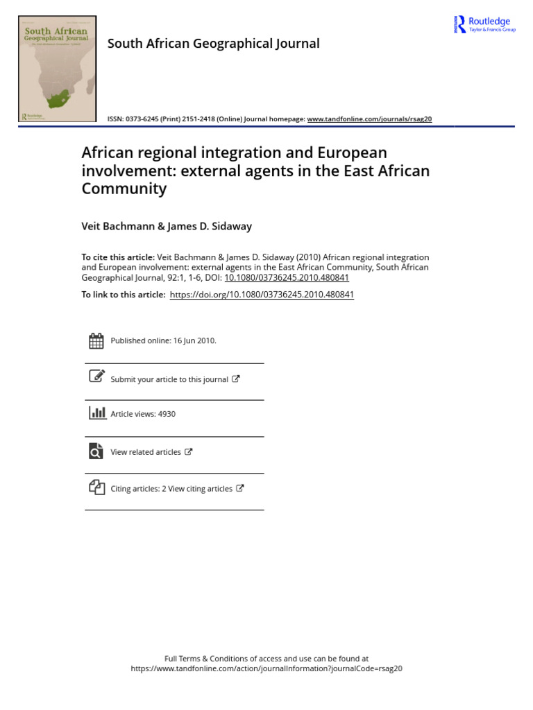 African Regional Integration and European Involvement External Agents ...