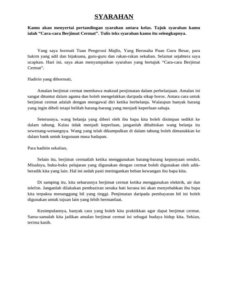 Syarahan Cara-Cara Berjimat Cermat | PDF