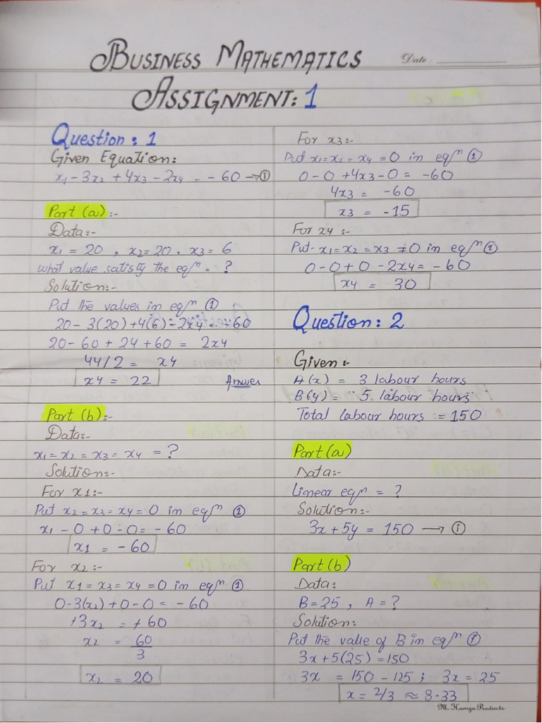 Business Math Assignment01 | PDF