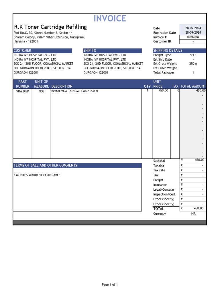 Vga Cable Bill 1 | PDF