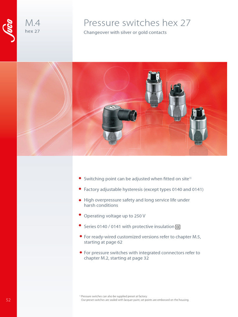 Pressure Switches Hex 27 M.4 | PDF