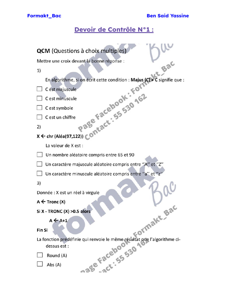 Devoir de Contr Le N 1 | PDF