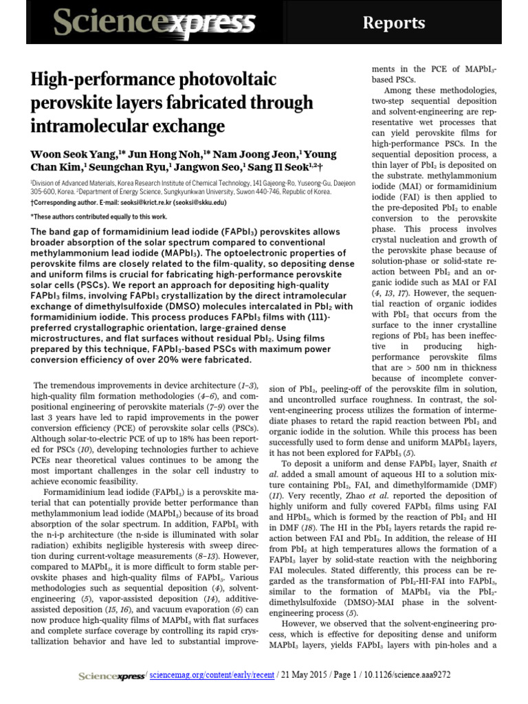 Perovskite Paper | PDF