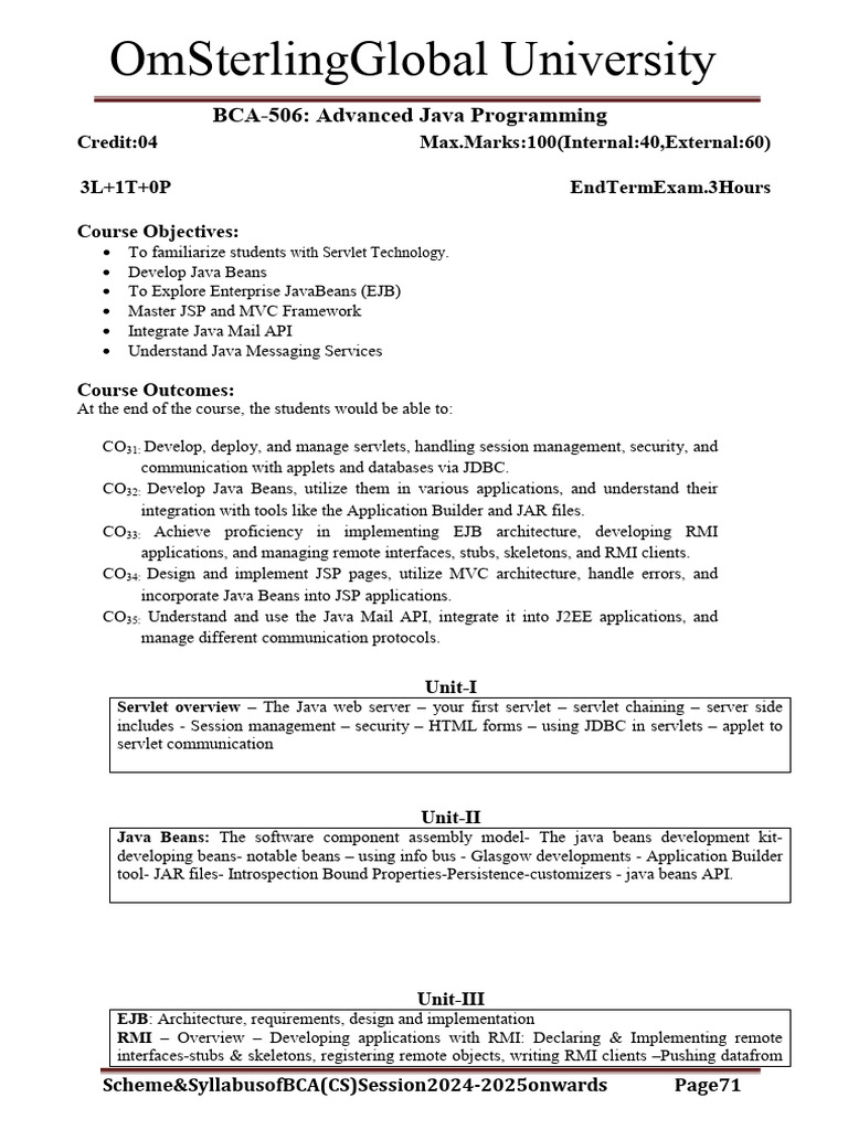 Adv Java Syllabus Theory Pdf Java Programming Language Java Specification Requests