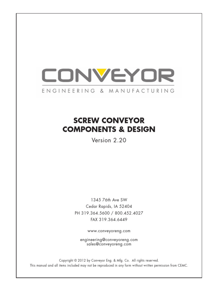 Screw Conveyor Design and Component Manu | PDF