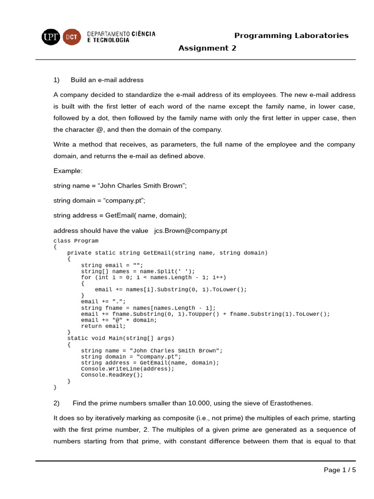 LP Assignments 2 Sol | PDF | Email Address | Teaching Methods & Materials