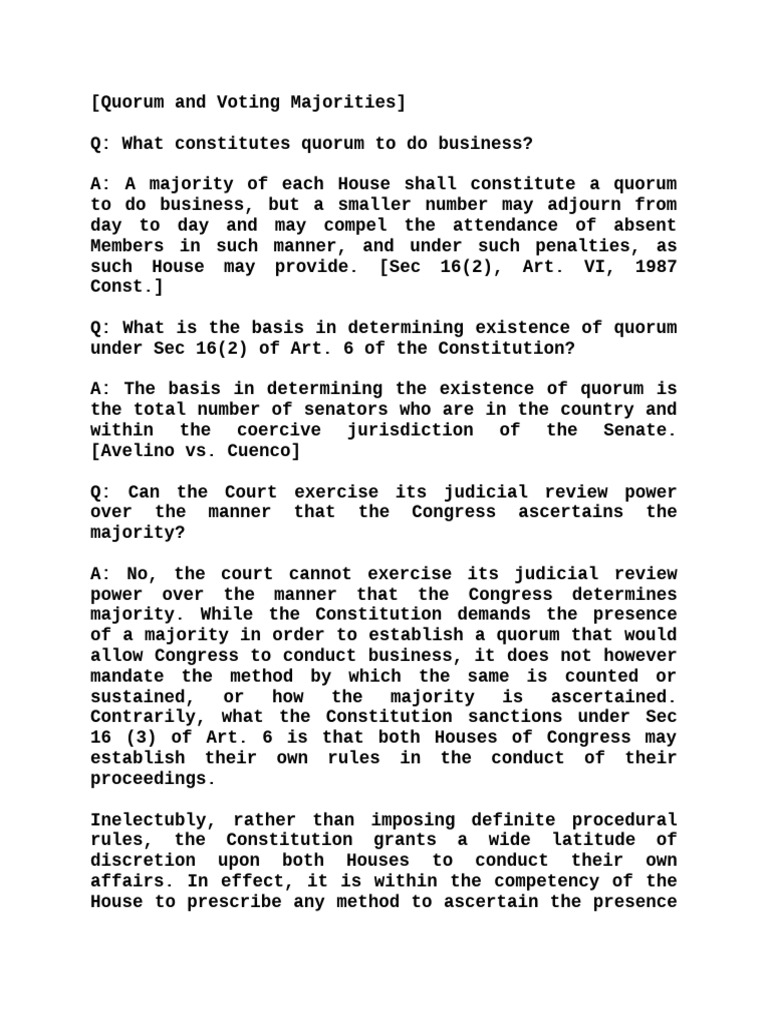 Quorum and Voting Majorities | PDF