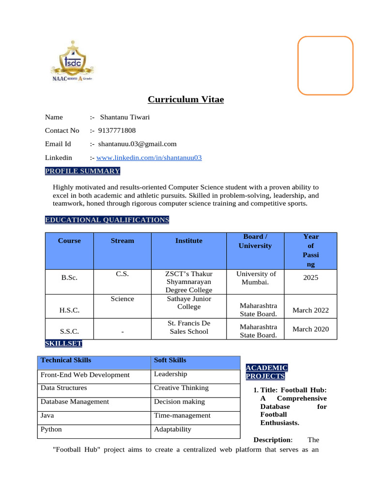Resume Format | PDF